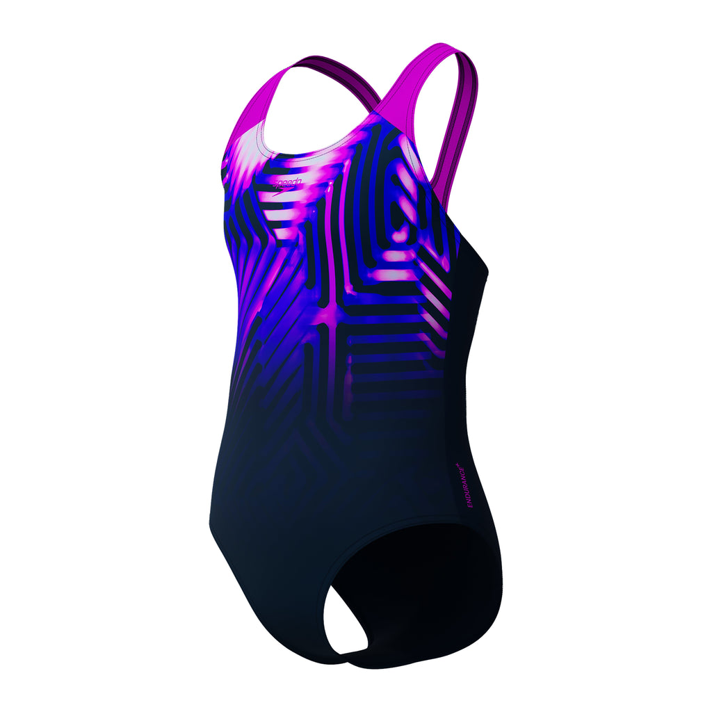 Girls' Digital Placement Splashback Swimsuit - Navy/Pink – SwimPath