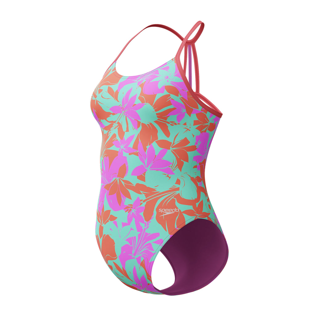 Speedo Girls Allover Lane Line Back Swimsuit - Purple – SwimPath